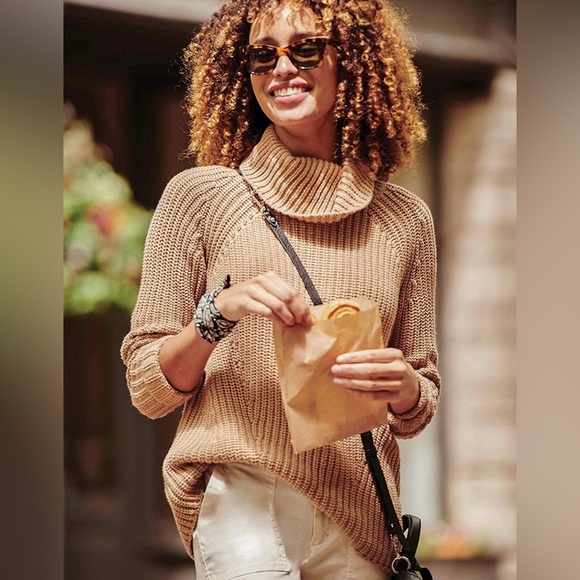 Goodthreads | Sweaters | Goodthreads Womens Cotton Shaker Stitch Turtleneck Sweater Camel | Poshmark